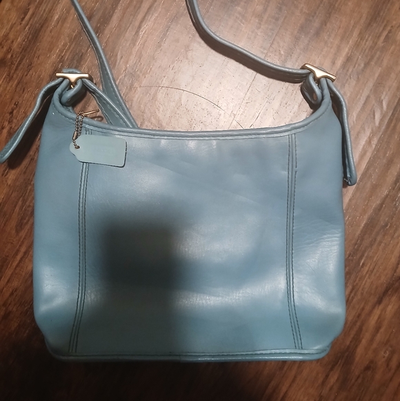 Coach | Bags | Coach Sky Blue Leather Shoulder Bag | Poshmark
